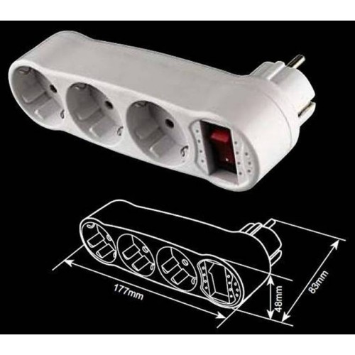 FICHA TRIPLA COM INTERRUPTOR 16A - FICHAS ELECTRICAS - MATERIAL ELECTRICO